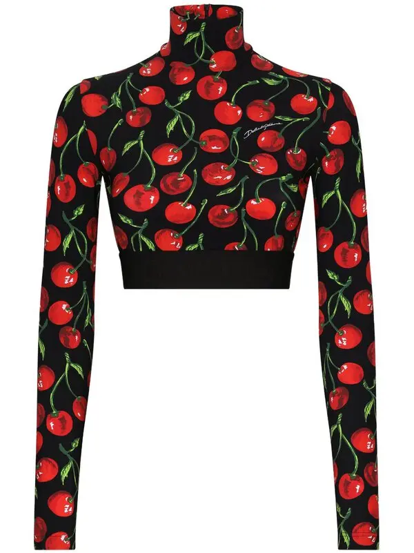 Dolce & Gabbana Cherry-print Crop Top