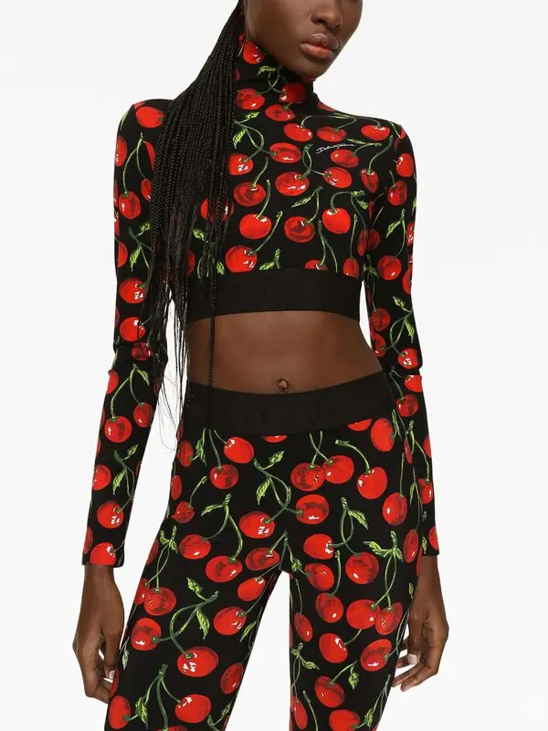 Dolce & Gabbana Cherry-print Crop Top