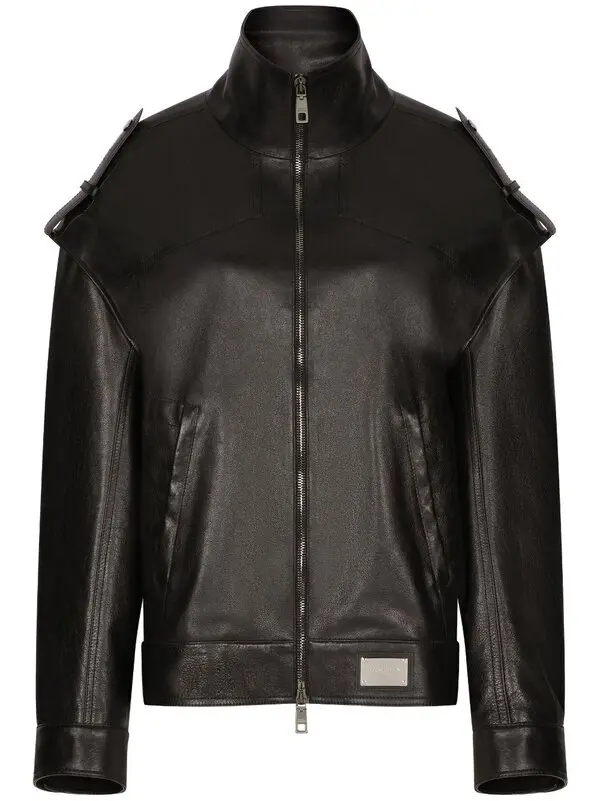 Dolce & Gabbana Logo-plaque Leather Jacket