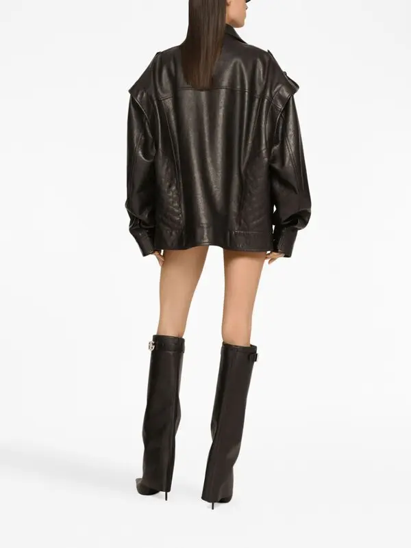 Dolce & Gabbana Logo-plaque Leather Jacket