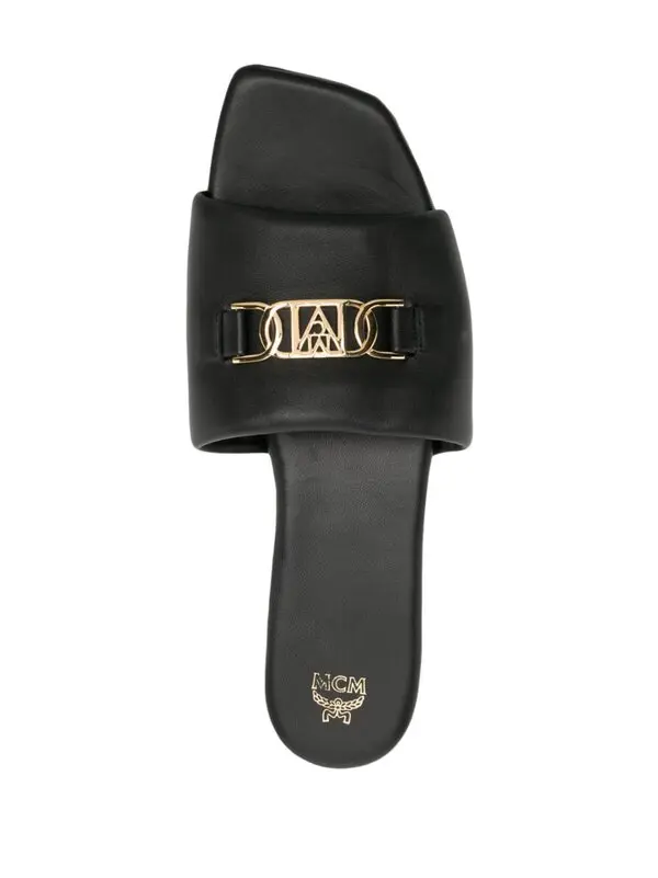 Mcm Mode Travia Leather Slides