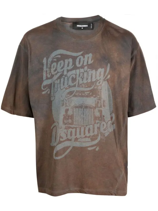 Dsquared2 Graphic-print Cotton T-shirt - Brown