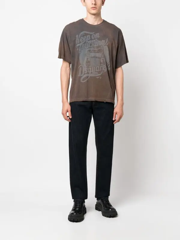 Dsquared2 Graphic-print Cotton T-shirt - Brown