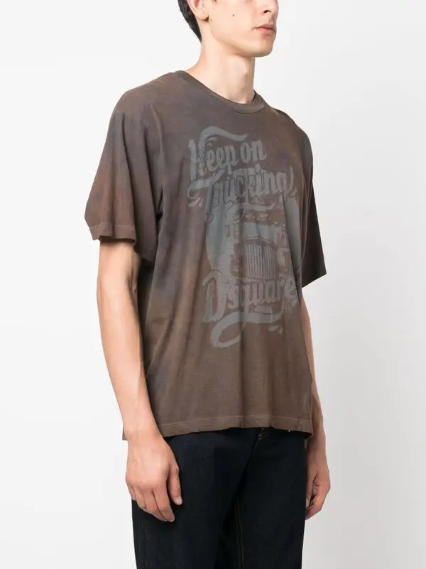 Dsquared2 Graphic-print Cotton T-shirt - Brown