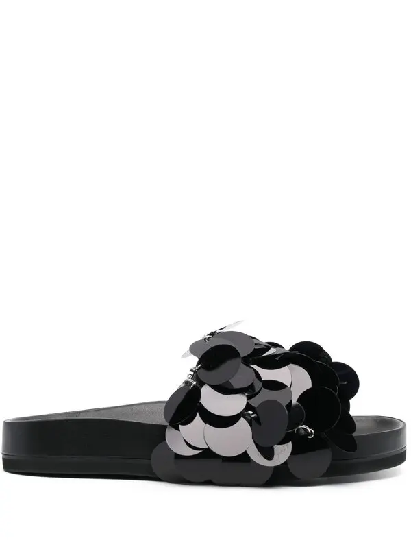 Rabanne Sparkle Disc-detailing Sandals - Black