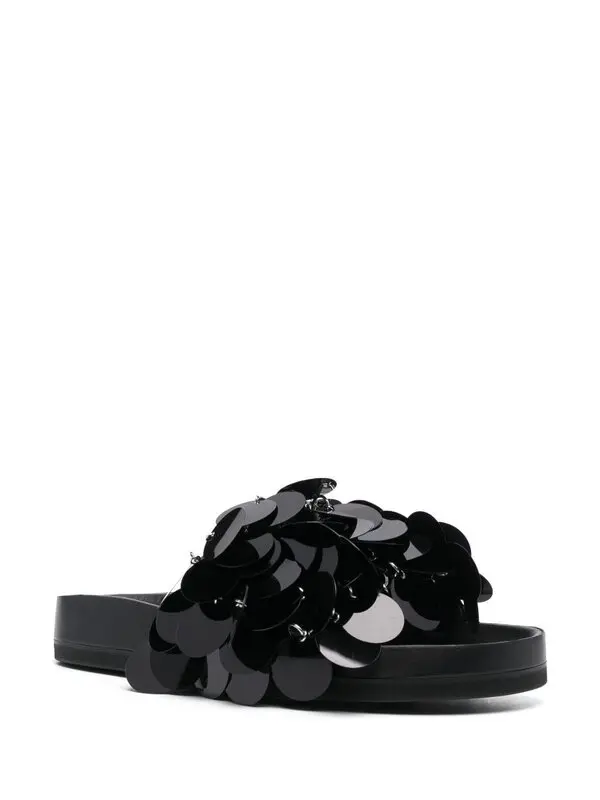 Rabanne Sparkle Disc-detailing Sandals - Black