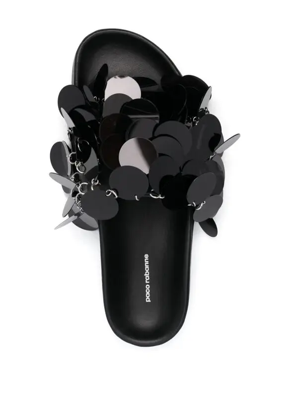 Rabanne Sparkle Disc-detailing Sandals - Black