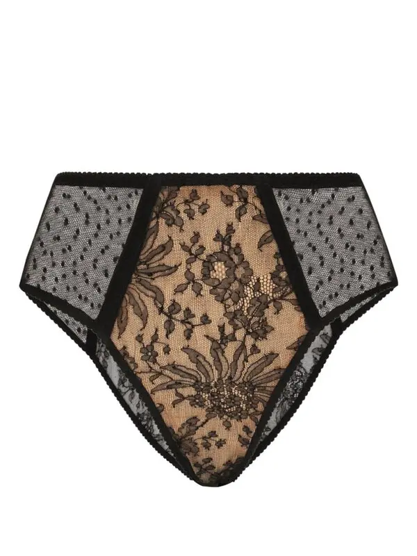 Dolce & Gabbana High-waisted Plumetis Lace Panties - Black