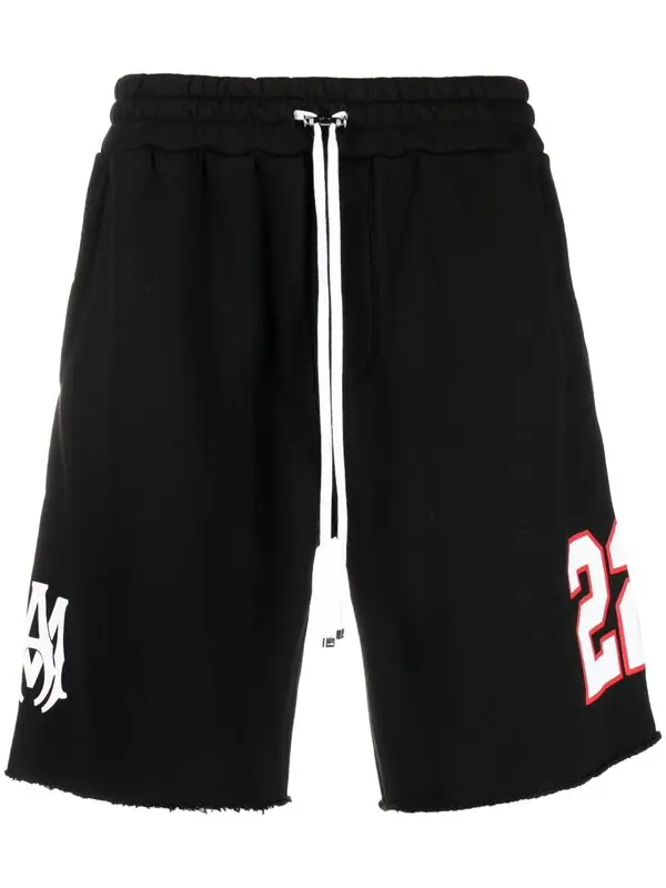Amiri Logo-print Wide-leg Track Shorts - Black