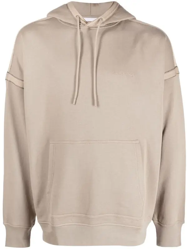 Helmut Lang Embroidered Cotton Hoodie - Neutrals