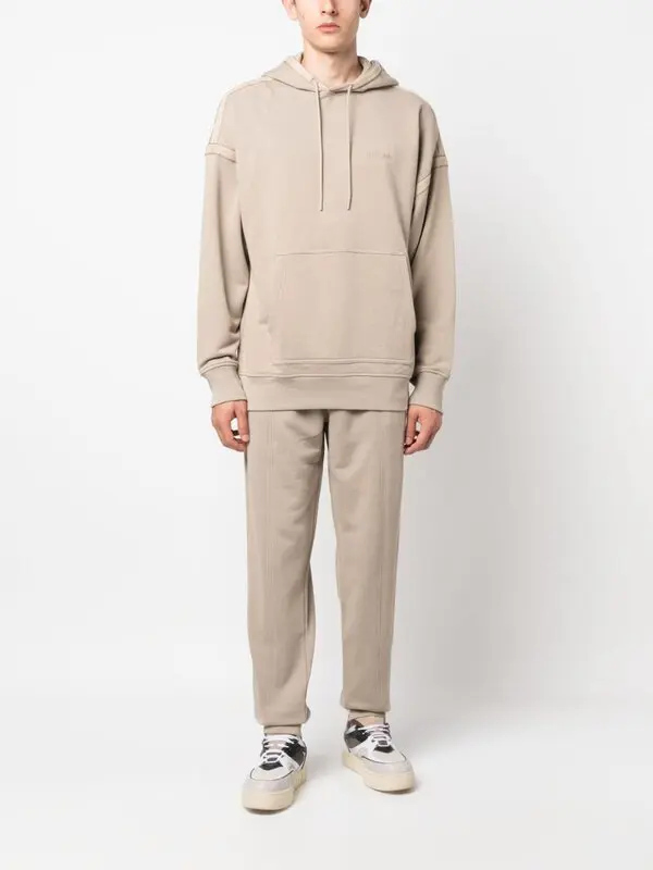Helmut Lang Embroidered Cotton Hoodie - Neutrals