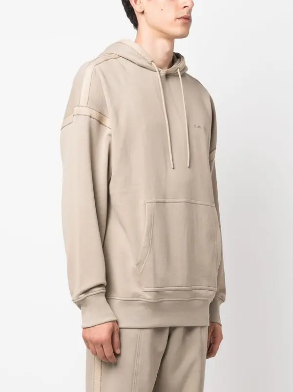 Helmut Lang Embroidered Cotton Hoodie - Neutrals