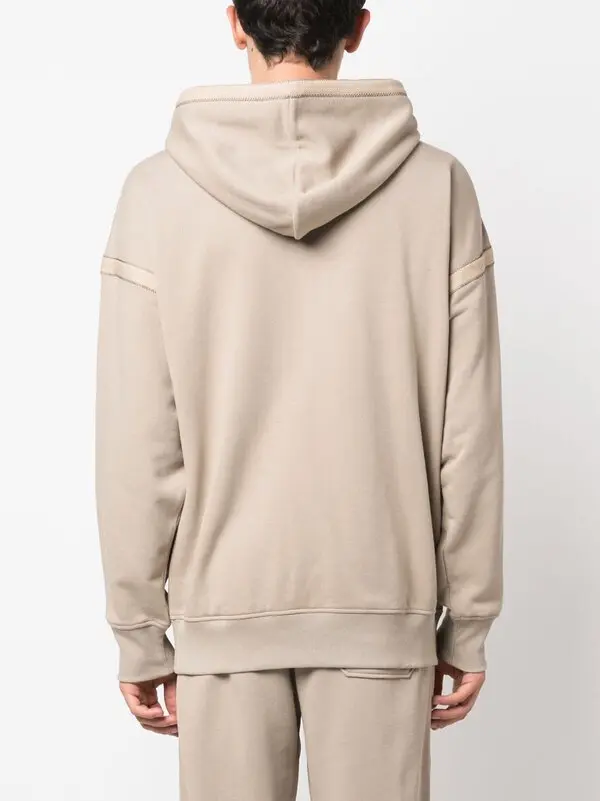 Helmut Lang Embroidered Cotton Hoodie - Neutrals