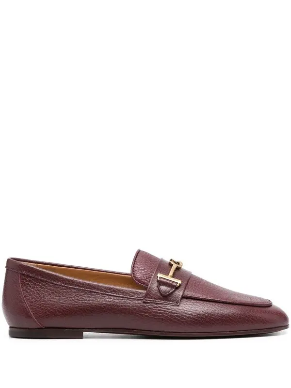 TOD'S Logo Leather Loafers - Red