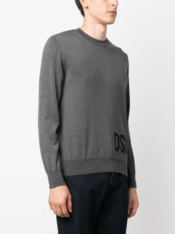 Dsquared2 Logo-intarsia Crew-neck Sweater - Grey