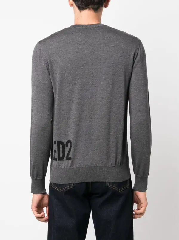 Dsquared2 Logo-intarsia Crew-neck Sweater - Grey