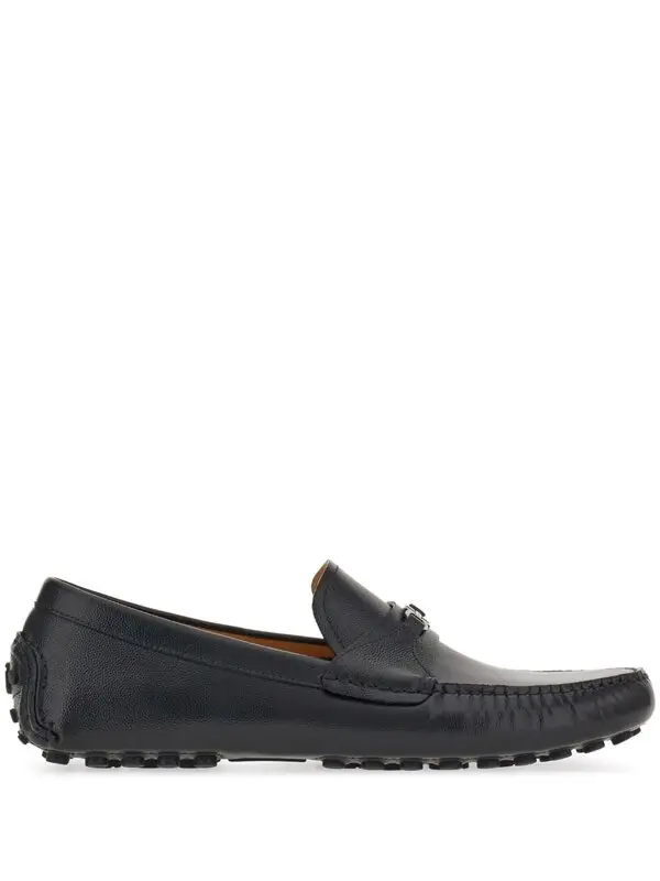 FERRAGAMO Gancini-buckle Leather Loafers - Brown