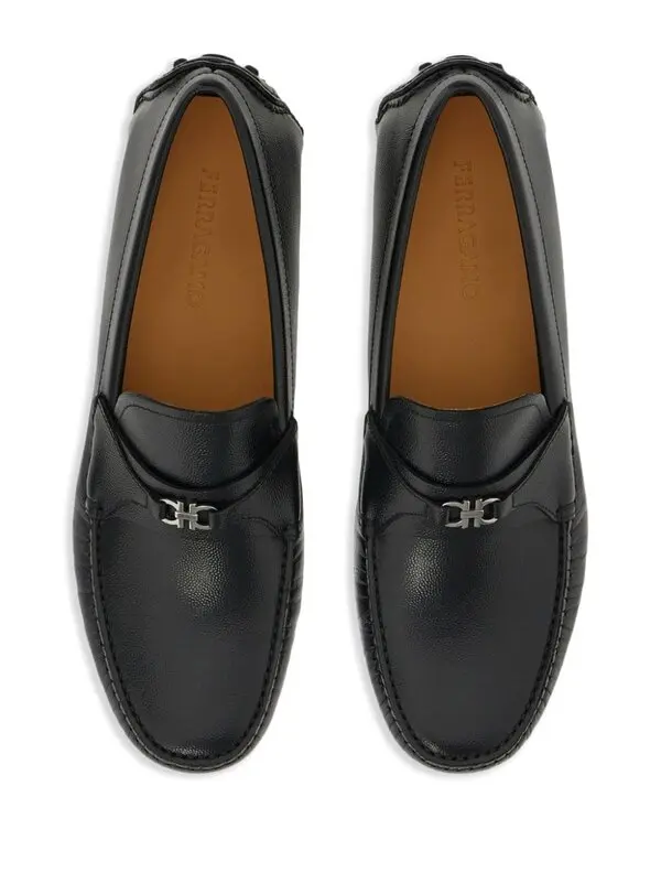 FERRAGAMO Gancini-buckle Leather Loafers - Brown
