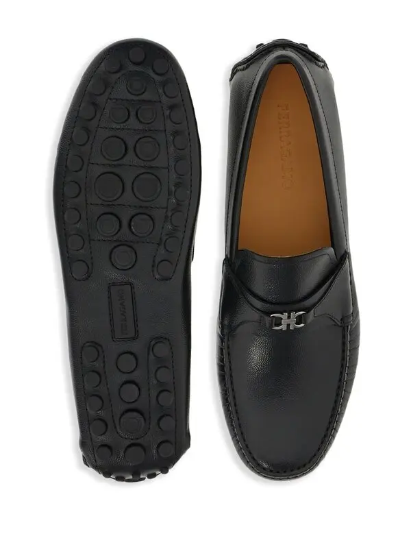 FERRAGAMO Gancini-buckle Leather Loafers - Brown