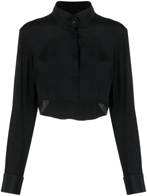 ALMAZ Split Silk Cropped Shirt