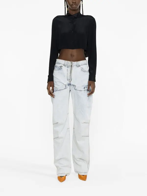 ALMAZ Split Silk Cropped Shirt