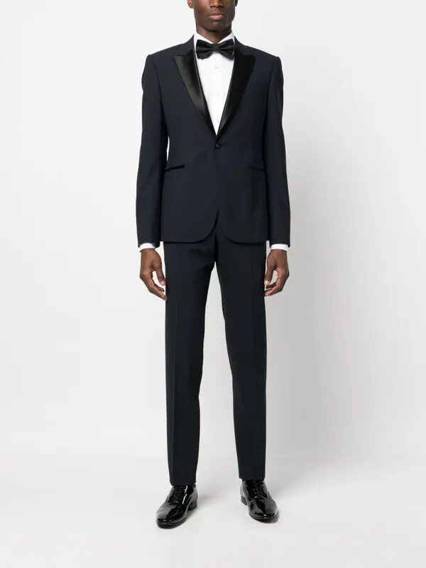 Emporio Armani Satin-trim Single-breasted Suit - Blue