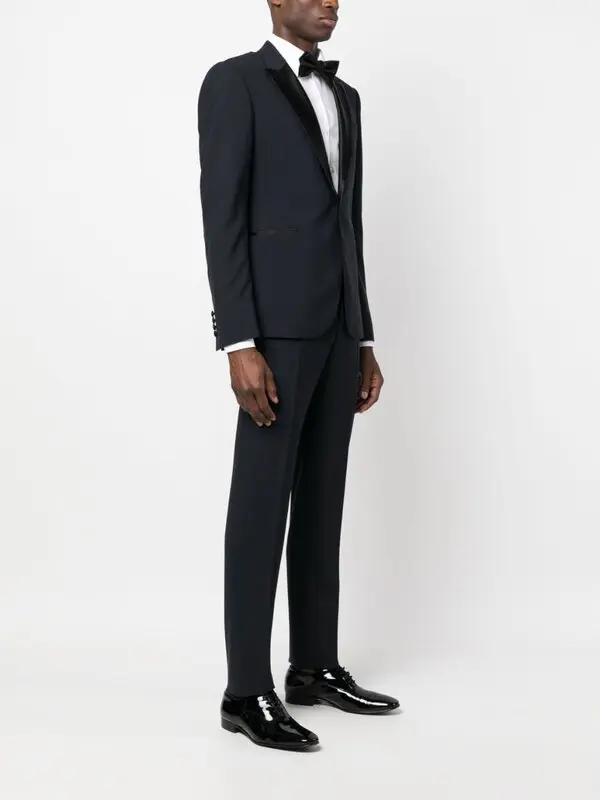 Emporio Armani Satin-trim Single-breasted Suit - Blue