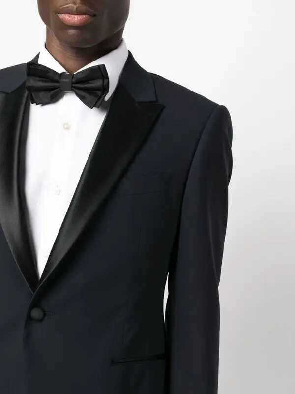 Emporio Armani Satin-trim Single-breasted Suit - Blue