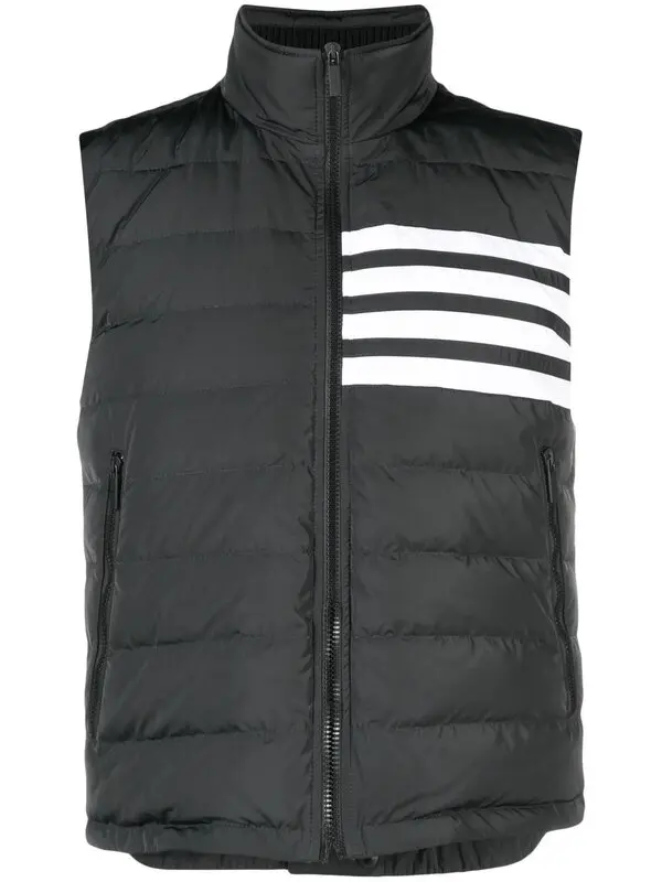 Thom Browne Stripe-detail Padded Gilet - Grey