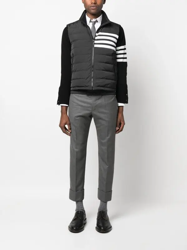 Thom Browne Stripe-detail Padded Gilet - Grey