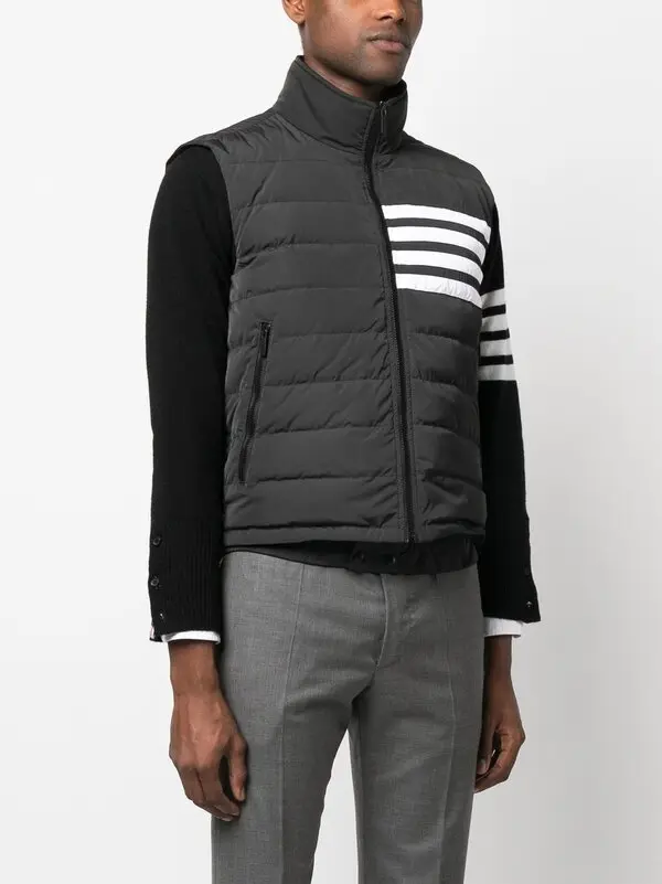 Thom Browne Stripe-detail Padded Gilet - Grey