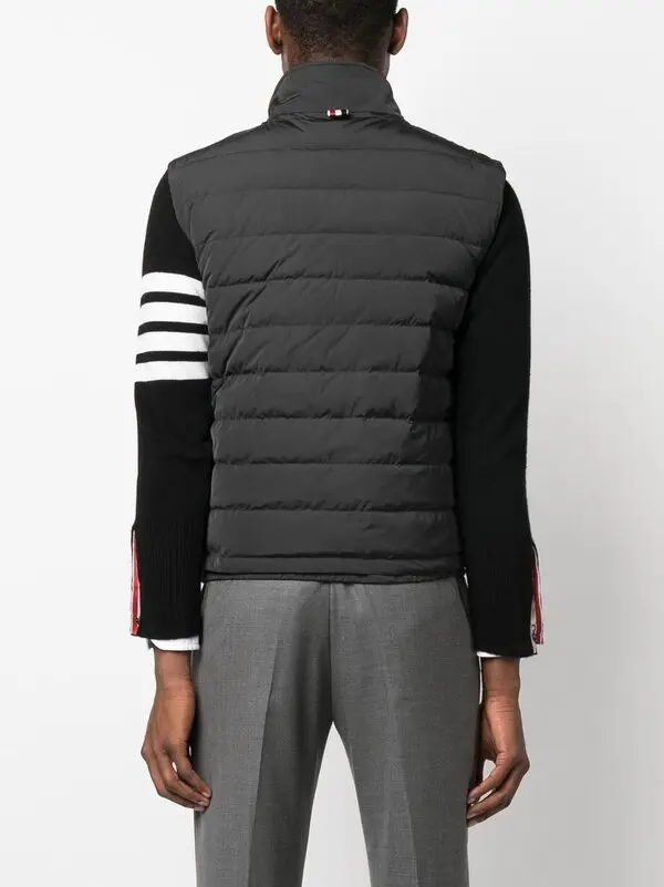 Thom Browne Stripe-detail Padded Gilet - Grey
