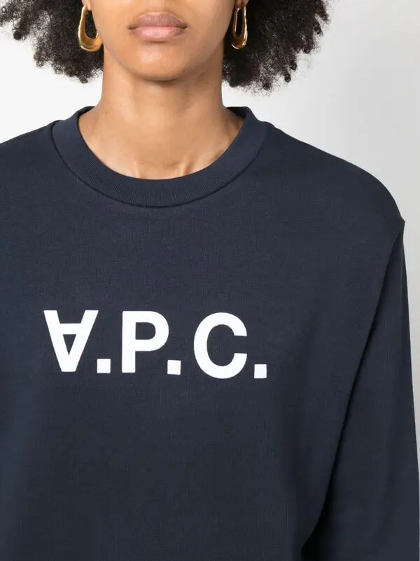 A.p.c. Vpc Logo-print Cotton Sweatshirt - Blue