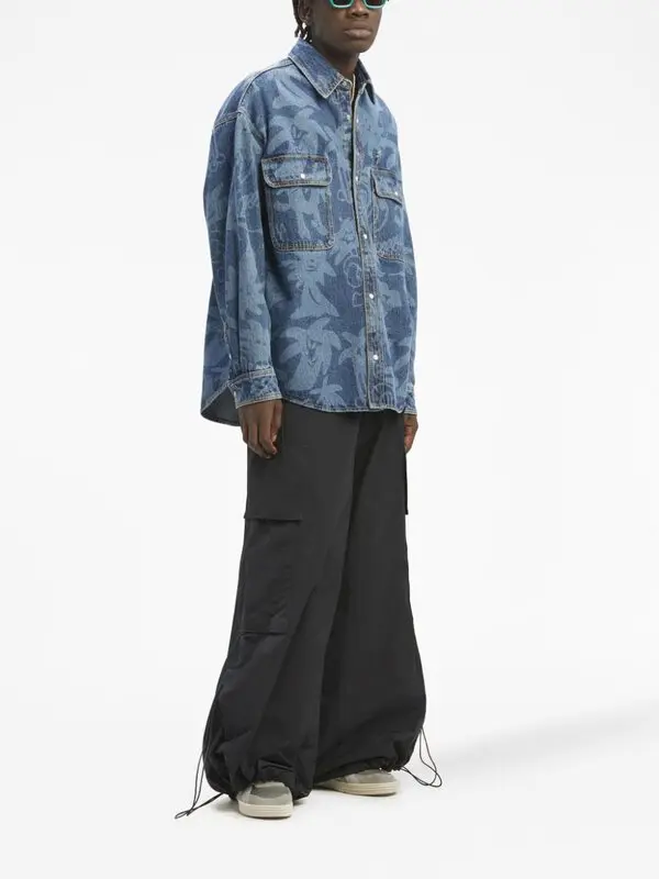 Palm Angels Palmity Laser-print Denim Shirt
