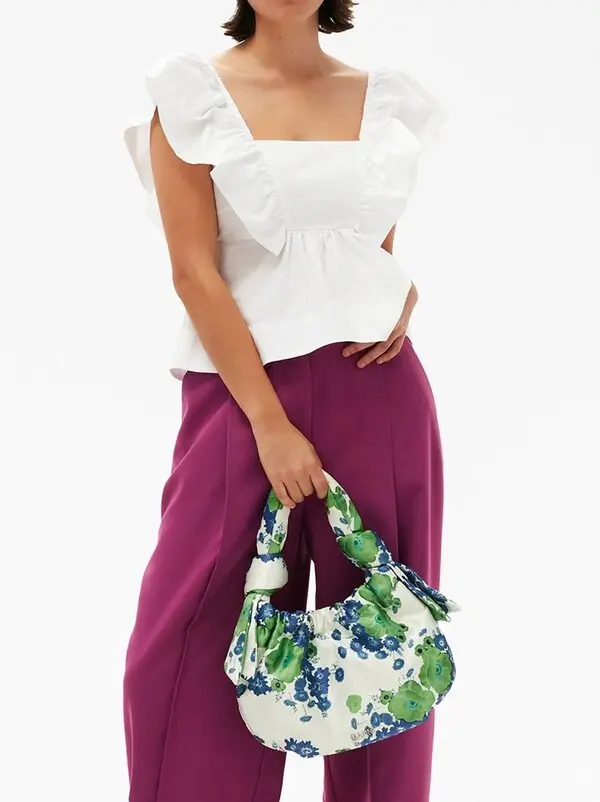 GANNI Ruffled Poplin Sleeveless Blouse