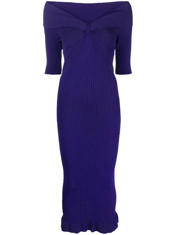 Philosophy Di Lorenzo Serafini Off-shoulder Knitted Midi Dress