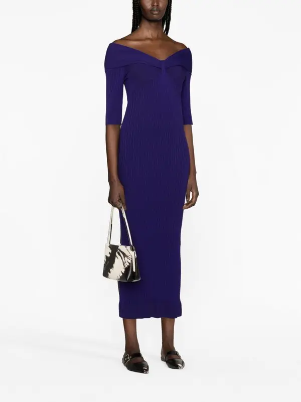 Philosophy Di Lorenzo Serafini Off-shoulder Knitted Midi Dress