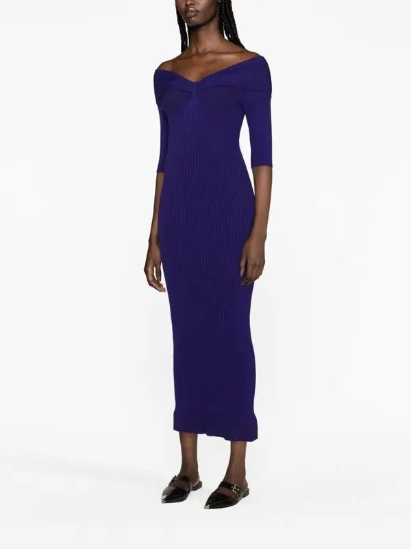 Philosophy Di Lorenzo Serafini Off-shoulder Knitted Midi Dress