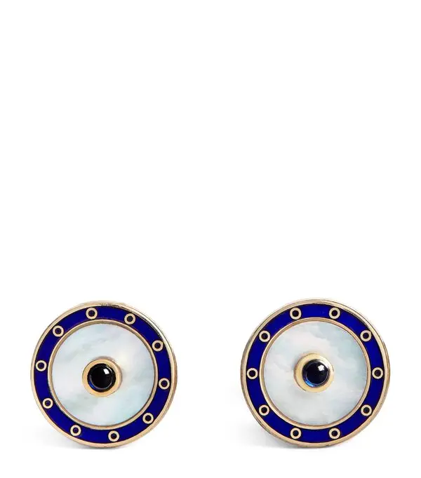 DEAKIN & FRANCIS Yellow Gold And Sapphire Chain-link Cufflinks - Blue