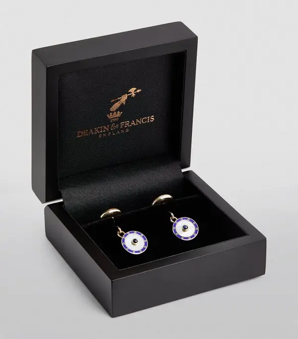DEAKIN & FRANCIS Yellow Gold And Sapphire Chain-link Cufflinks