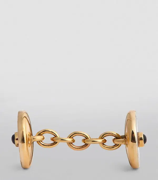 DEAKIN & FRANCIS Yellow Gold And Sapphire Chain-link Cufflinks