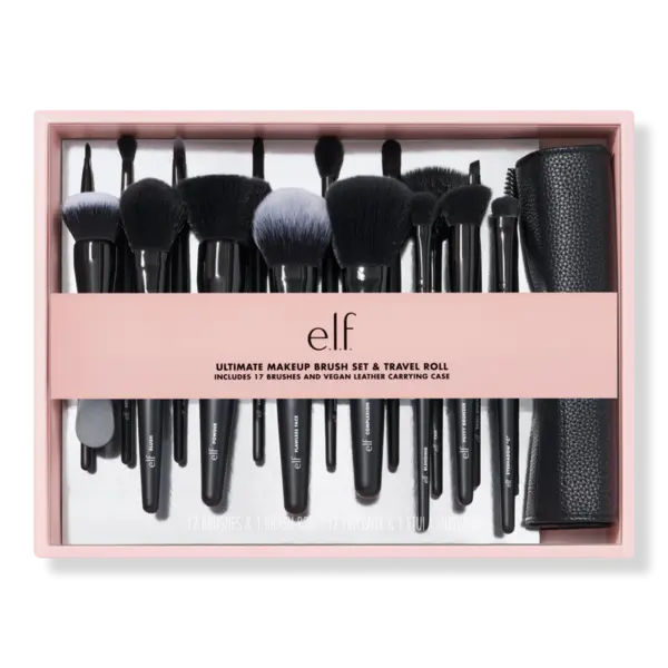 E.L.F. COSMETICS Ultimate Makeup Brush Set & Travel Roll - One-color