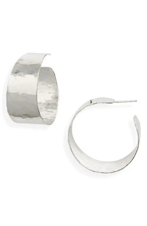 NASHELLE Mood Medium Hammered Hoop Earrings - Sterling Silver