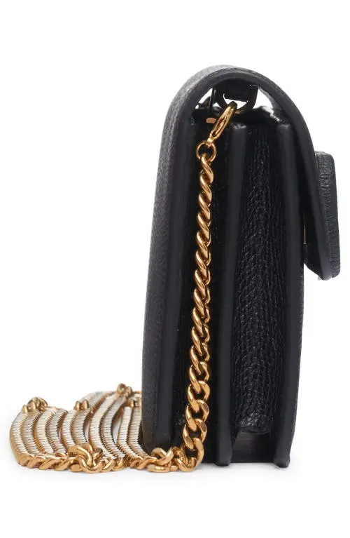 Valentino Garavani Vlogo Signature Leather Wallet On A Chain - Nero