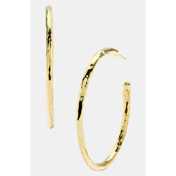 Ippolita 18k Gold Glamazon Hammered Hoop Earrings - Yellow Gold