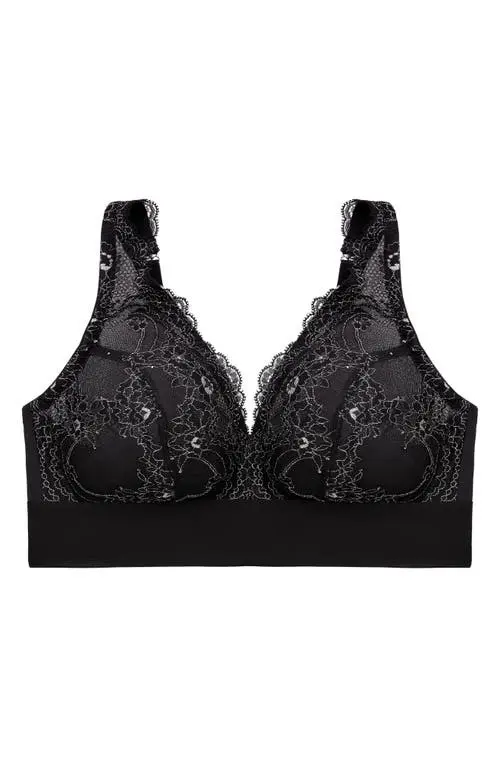 GLAMORISE Bramour Lexington Lace Plunge Bralette - Black