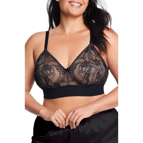 GLAMORISE Bramour Gramercy Luxe Lace Bralette - Black