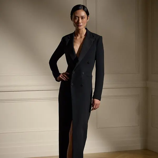 Ralph Lauren Kristian Silk Tuxedo Gown Black Editorialist