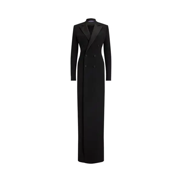 Ralph Lauren Kristian Silk Tuxedo Gown - Black