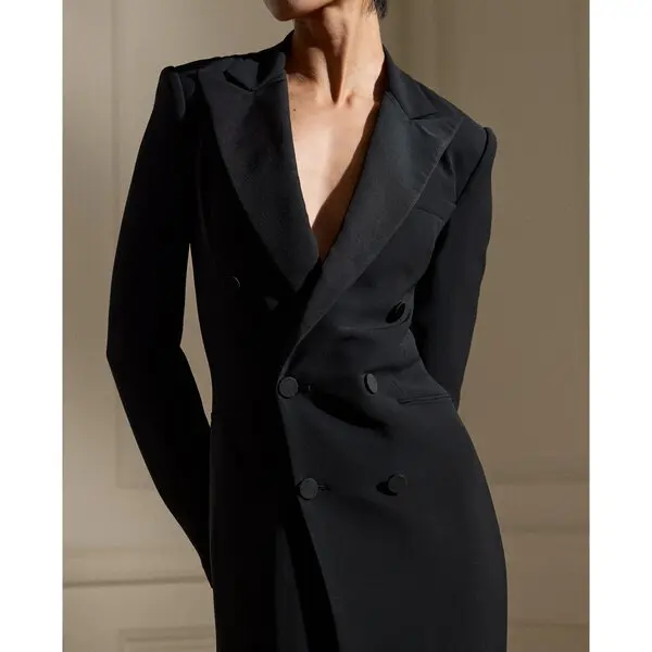 Ralph Lauren Kristian Silk Tuxedo Gown - Black
